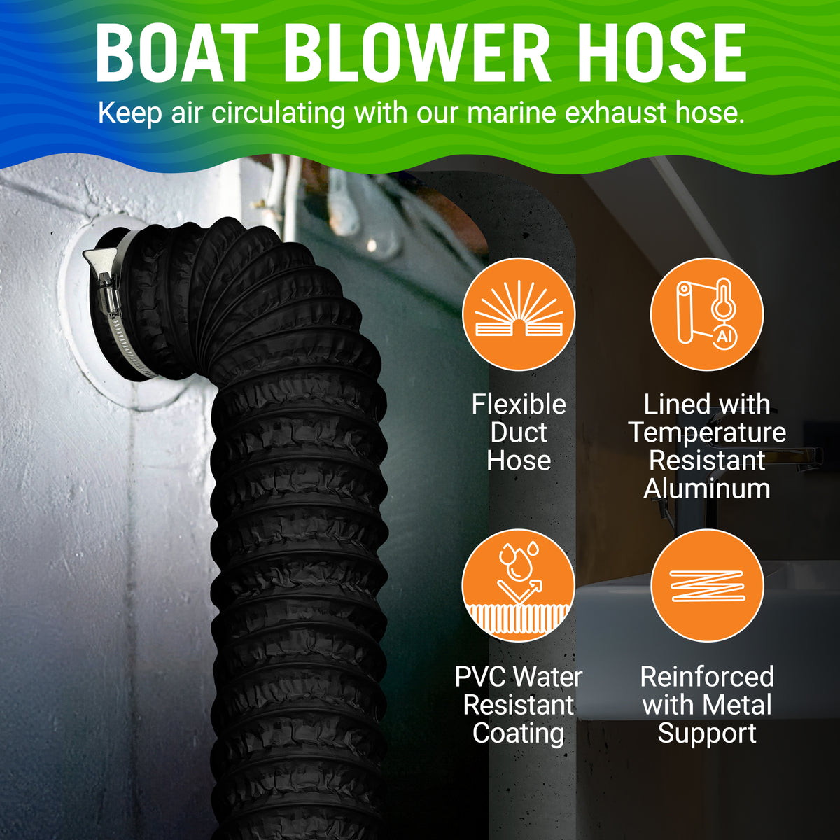Boat Blower Hose 3in or 4in Exhaust Hose – Better Boat