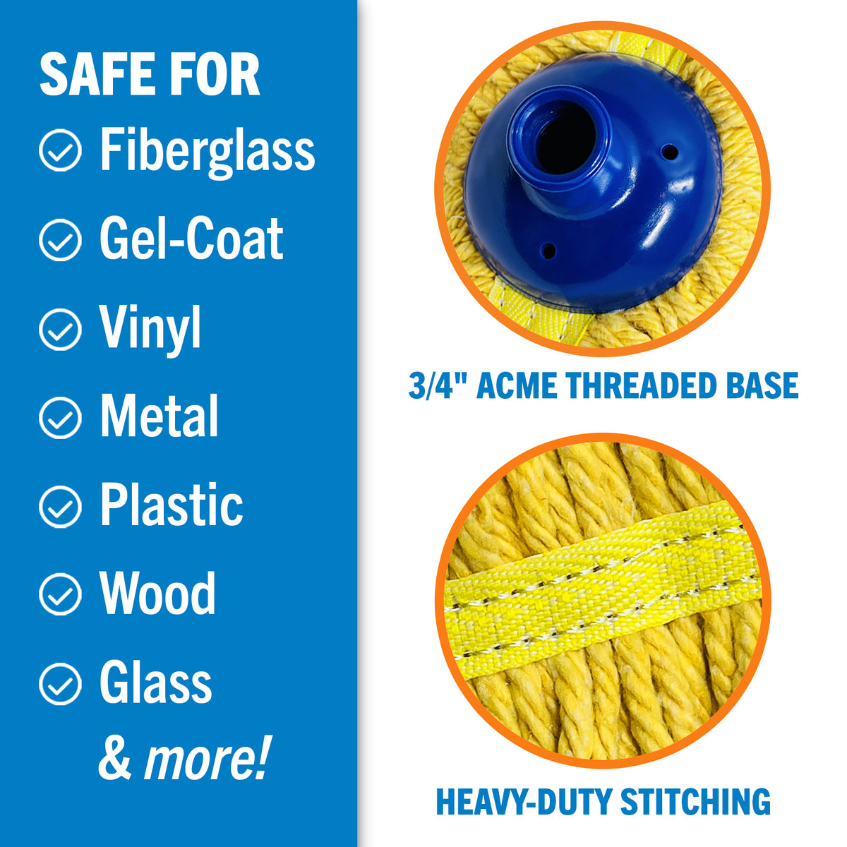 Boat Microfiber Screw-On Mop Head | Microfiber Mop – Better Boat